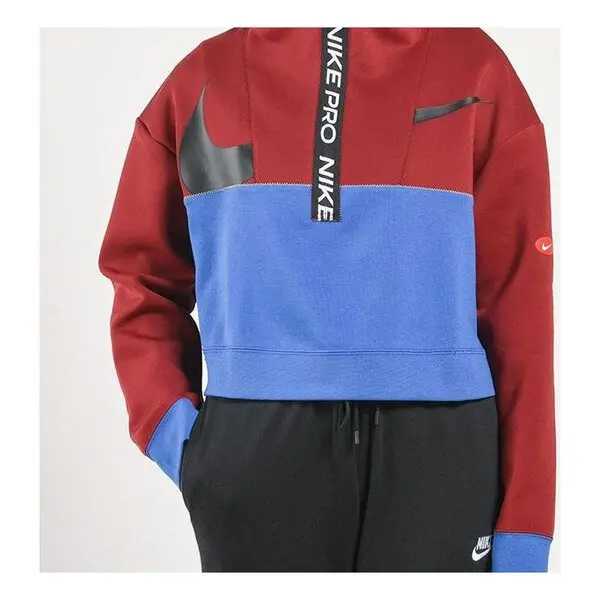 Nike Pro Dri-fit Colorblock Half-zip Pullover - Red/blue