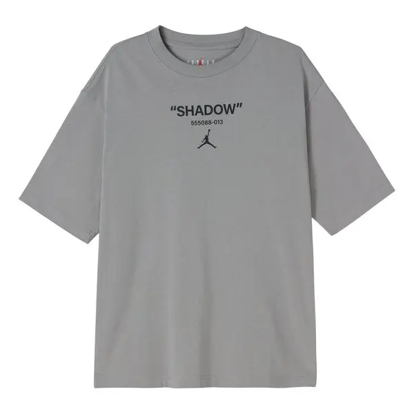 JORDAN Solid Color Logo Alphabet Round Neck Short Sleeve Gray - Default Color