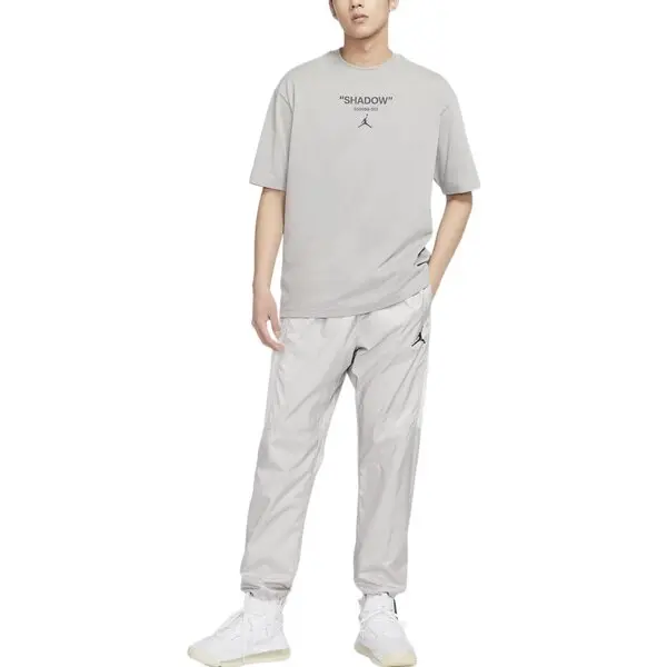 JORDAN Solid Color Logo Alphabet Round Neck Short Sleeve Gray - Default Color
