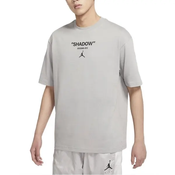 JORDAN Solid Color Logo Alphabet Round Neck Short Sleeve Gray - Default Color