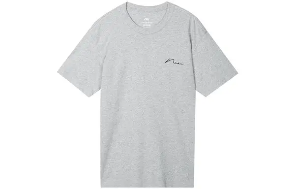 Nike Back Graffiti Funny Pattern Printing Round Neck Short Sleeve Light Grey T-shirt