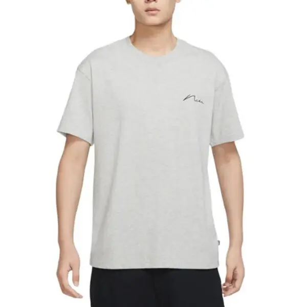 Nike Back Graffiti Funny Pattern Printing Round Neck Short Sleeve Light Grey T-shirt