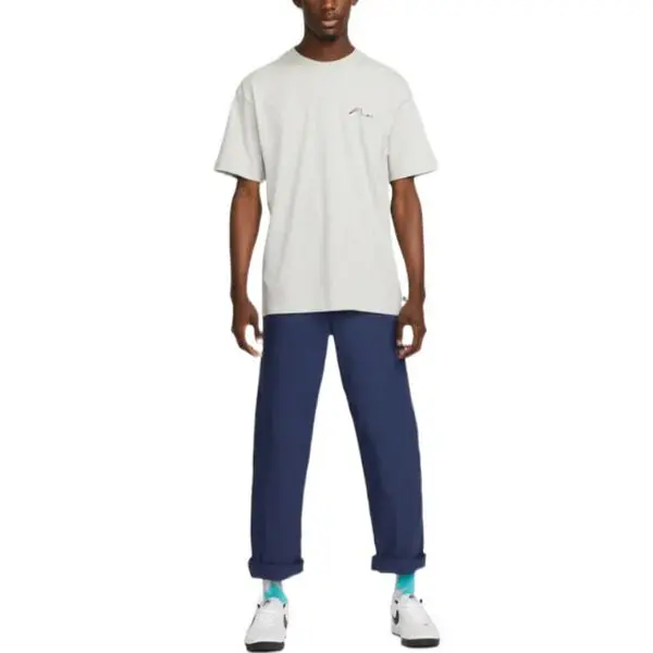 Nike Back Graffiti Funny Pattern Printing Round Neck Short Sleeve Light Grey T-shirt