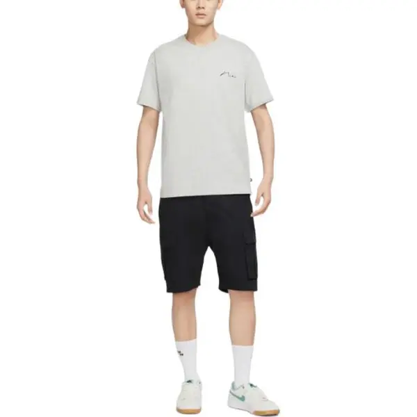 Nike Back Graffiti Funny Pattern Printing Round Neck Short Sleeve Light Grey T-shirt