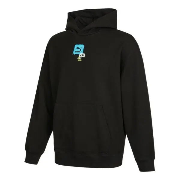 PUMA Graphic Logo Oversized Hoodie - Black