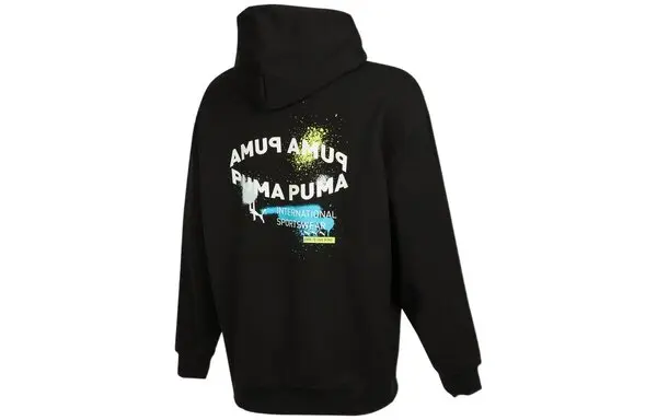 PUMA Graphic Logo Oversized Hoodie - Black
