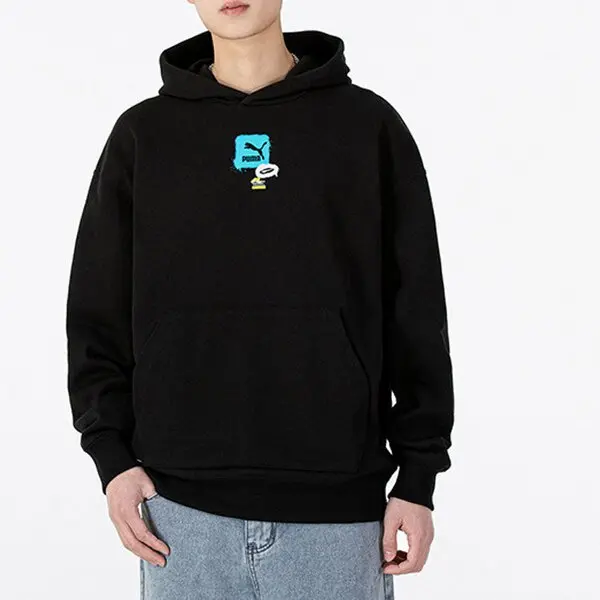 PUMA Graphic Logo Oversized Hoodie - Black