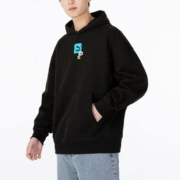 PUMA Graphic Logo Oversized Hoodie - Black