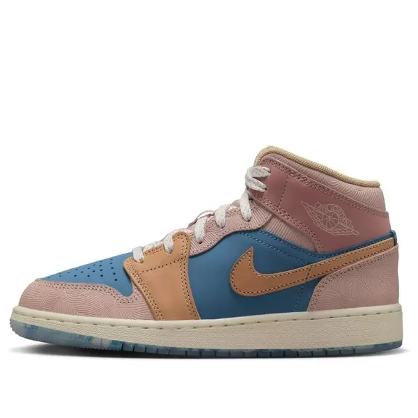 JORDAN 1 Mid Ss 'zen' Sneakers - Aegean Storm/hemp/pink Oxford
