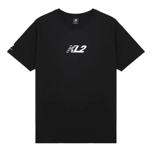 NEW BALANCE Alphabet Sports Round Neck Short Sleeve - Black
