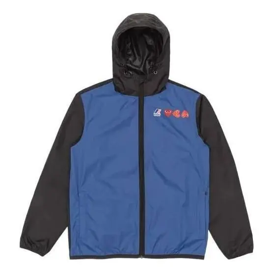 Play Comme Des Garcon Fw25 K-way Full Zip Hoodie 'blue Black