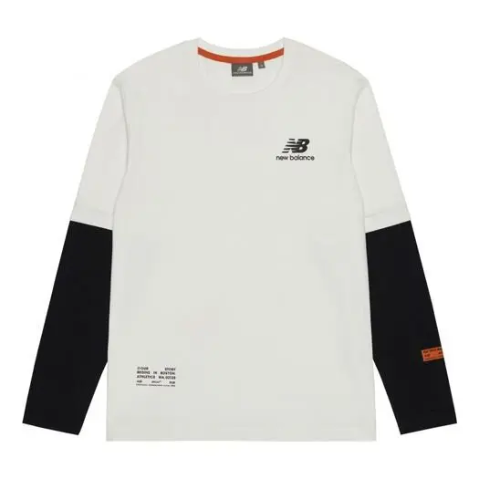 NEW BALANCE Colorblock Long Sleeve Pullover - White