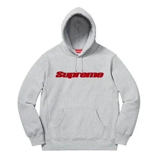 Supreme Chenille Hooded Sweatshirt - Grey/red