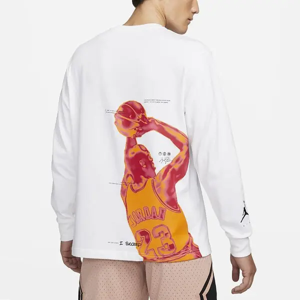 JORDAN Casual Sports Breathable Long Sleeves White T-shirt - Default Color