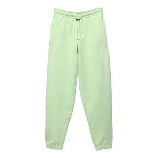 Nike Lab Collection Embroidered Logo Solid Color Fleece Lined Sports Bundle Feet Pants - Green