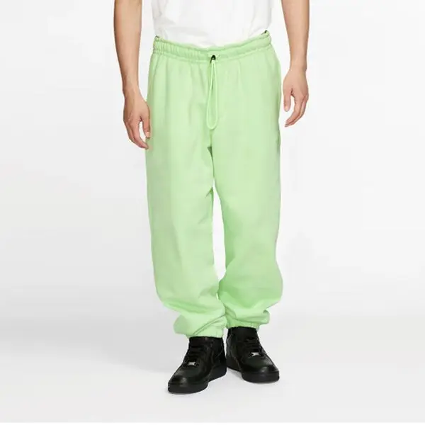 Nike Lab Collection Embroidered Logo Solid Color Fleece Lined Sports Bundle Feet Pants - Green
