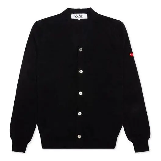 Play Comme Des Garcon Small Heart Cardigan - Black