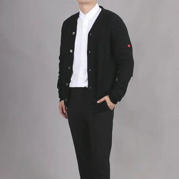 Play Comme Des Garcon Small Heart Cardigan - Black
