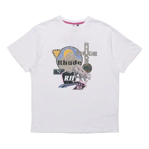 PUMA X Rhude Graphic Tee Printed Short Sleeve Tee - White