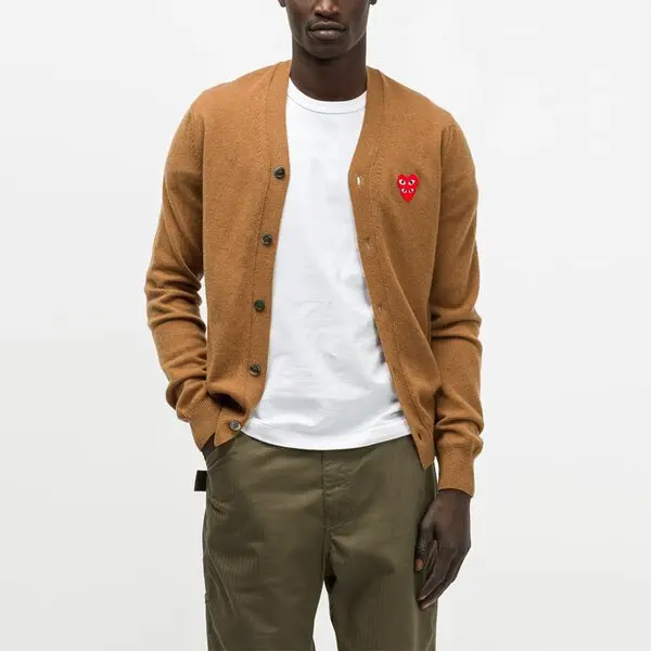 Play Comme Des Garcon Cardigan With Red Emblem