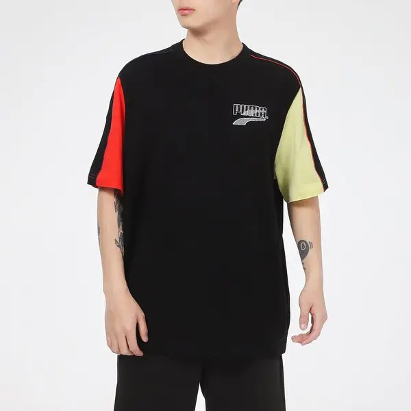 PUMA Decor8 Colorblock Logo Printing Sports Short Sleeve
