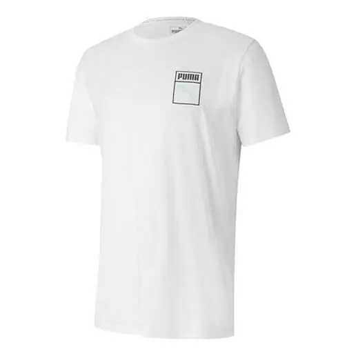 PUMA Graphic Box Logo Printed Short Sleeve Tee - White