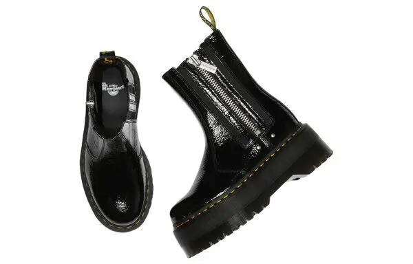 Dr. Martens 2976 Max Distressed Patent Chelsea Platform Boots