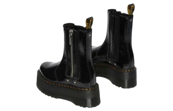 Dr. Martens 2976 Max Distressed Patent Chelsea Platform Boots