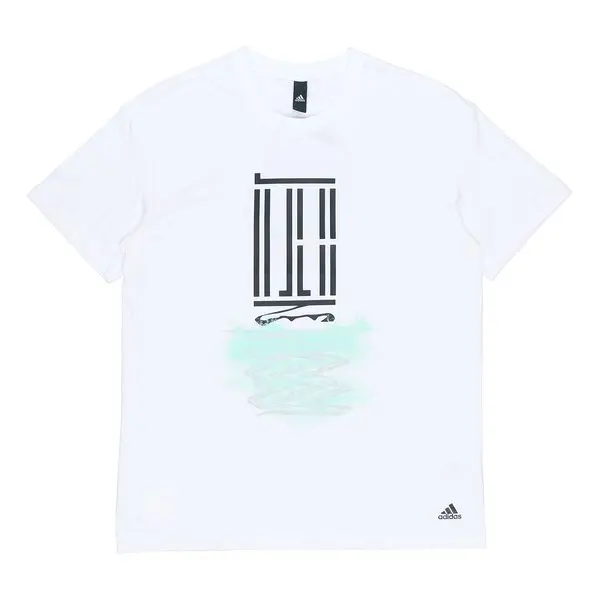 Adidas Wj T Gfx Logo Series Printing Sports Round Neck Short Sleeve - White