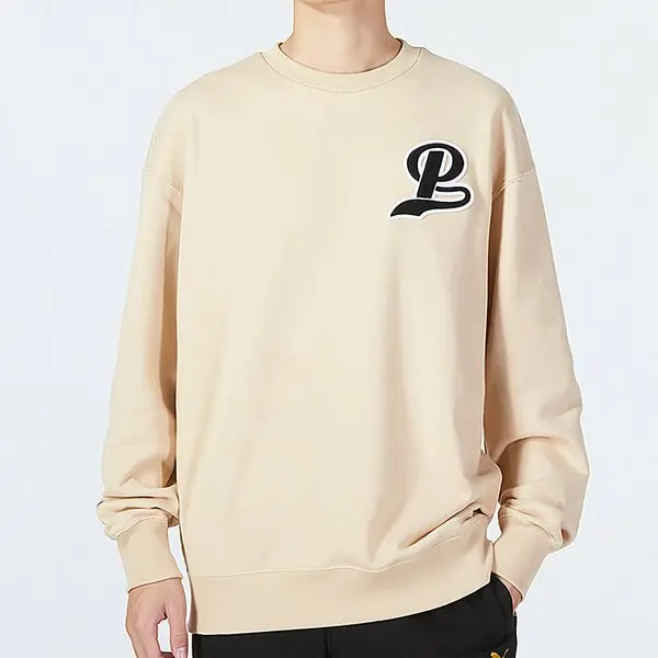 PUMA Team Crew Logo Sweatshirt - Beige/black