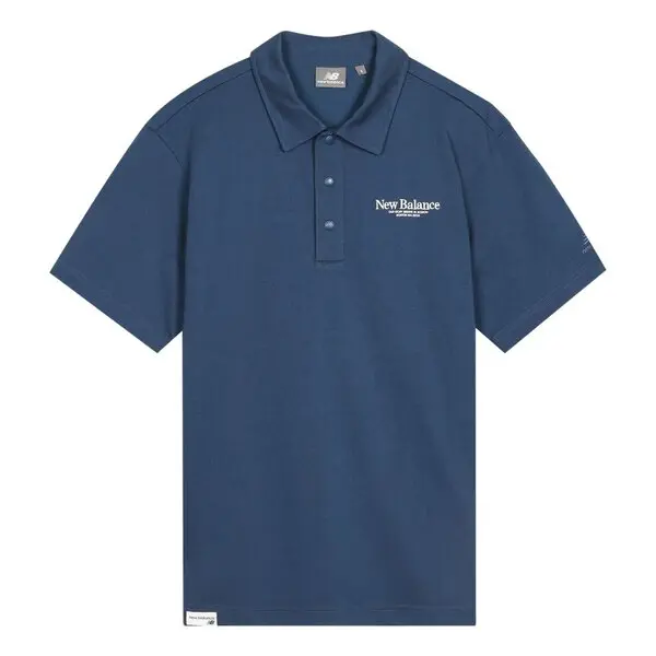 NEW BALANCE Sport Lifestyle Polo Tee Asia Sizing 'blue - Blue/white