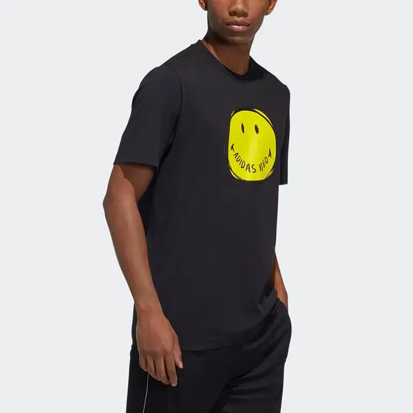 Adidas Neo Smly Tee 1 Smiling Face Printing Sports Round Neck Short Sleeve - Black