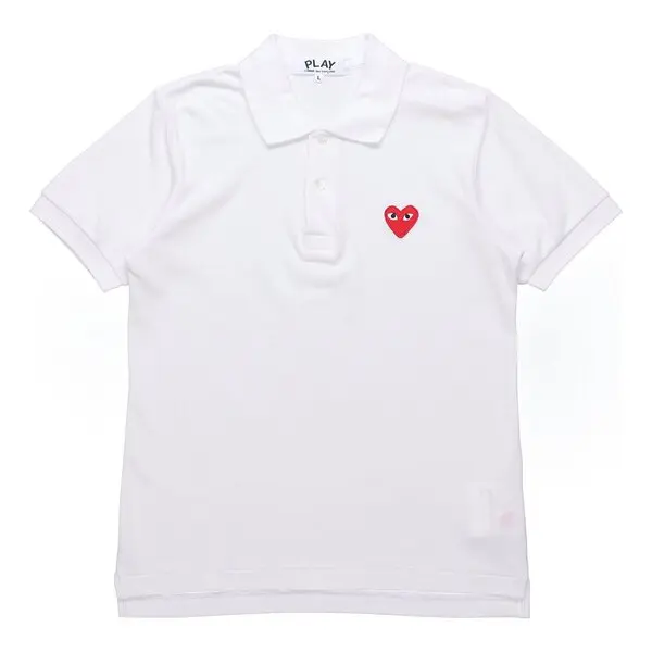 Play Comme Des Garcon Polo Shirt With Emblem Detail - White