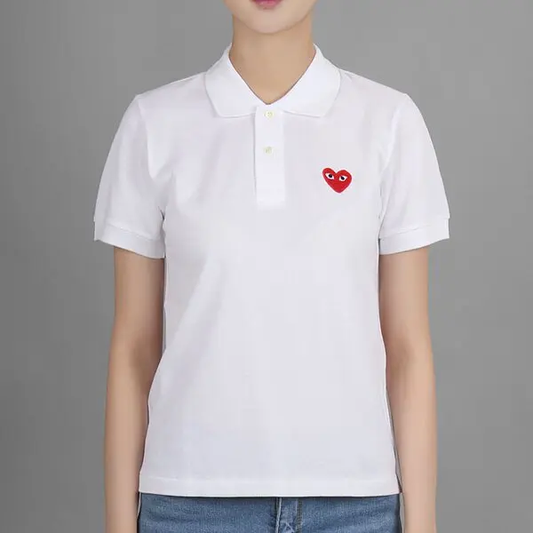 Play Comme Des Garcon Polo Shirt With Emblem Detail - White
