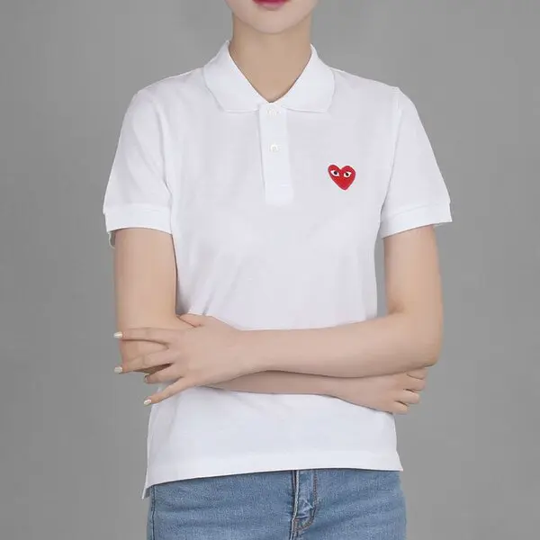 Play Comme Des Garcon Polo Shirt With Emblem Detail - White