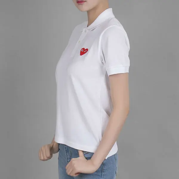 Play Comme Des Garcon Polo Shirt With Emblem Detail - White
