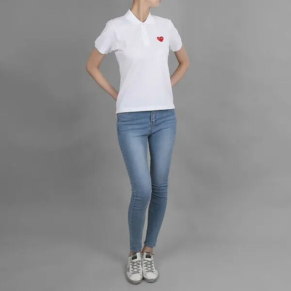 Play Comme Des Garcon Polo Shirt With Emblem Detail - White