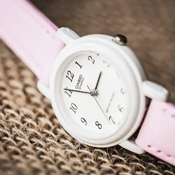 Casio Quartz Leather Strap Watch - Light Pink