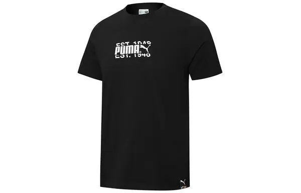 PUMA Intl Tee Subject Printing Round Neck Short Sleeve Black