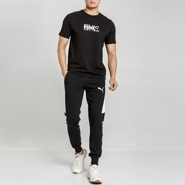 PUMA Intl Tee Subject Printing Round Neck Short Sleeve Black