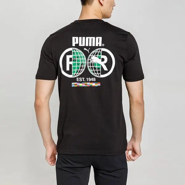 PUMA Intl Tee Subject Printing Round Neck Short Sleeve Black