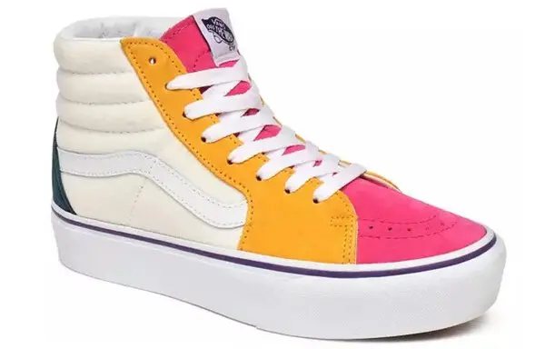 VANS Mini Cord Sk8-hi Platform 2.0 High Top Sneakers - White/yellow/red