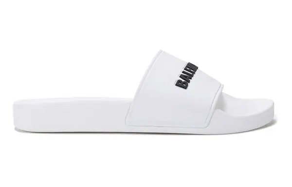 Balenciaga Pool Slides With Logo Detail - White/black