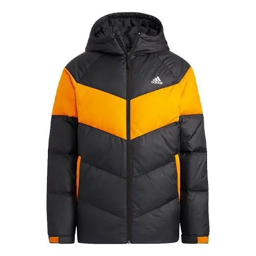 Adidas Hooded Down Jacket With Zipper Closure - Black