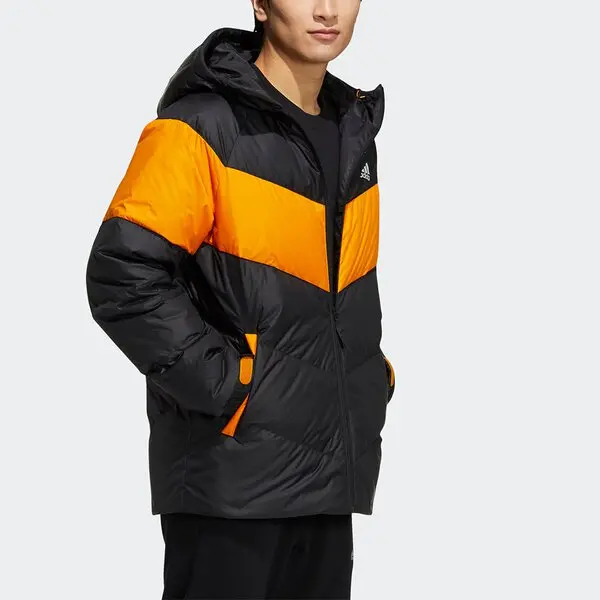 Adidas Hooded Down Jacket With Zipper Closure