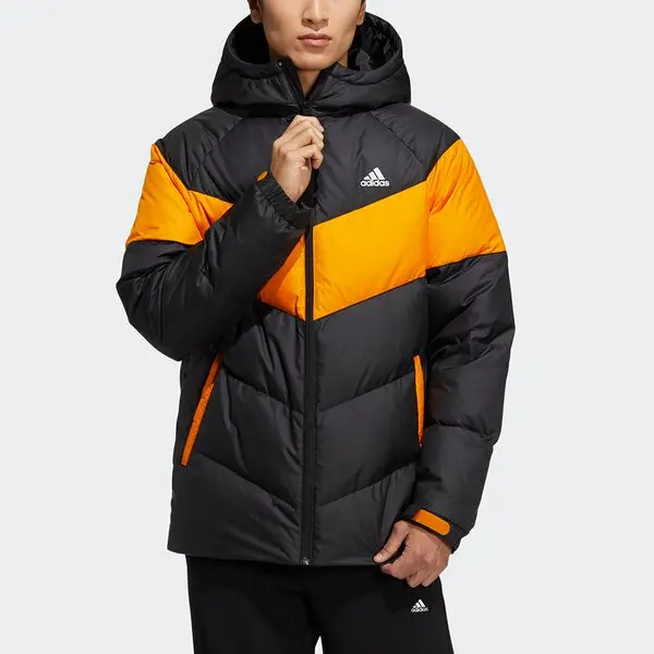 Adidas Hooded Down Jacket With Zipper Closure
