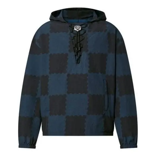 LOUIS VUITTON X Nigo2 Crossover Lv2 Ss22 Grid Drawstring Hoodie - Blue