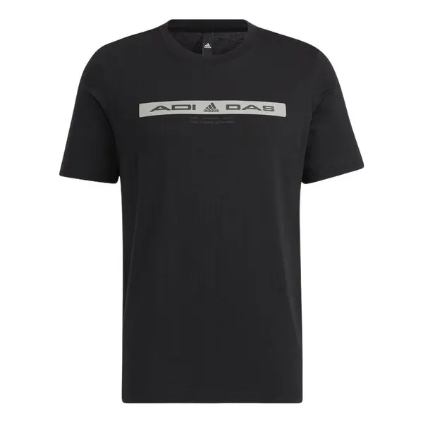 Adidas Alphabet Pattern Printing Round Neck Short Sleeve Black