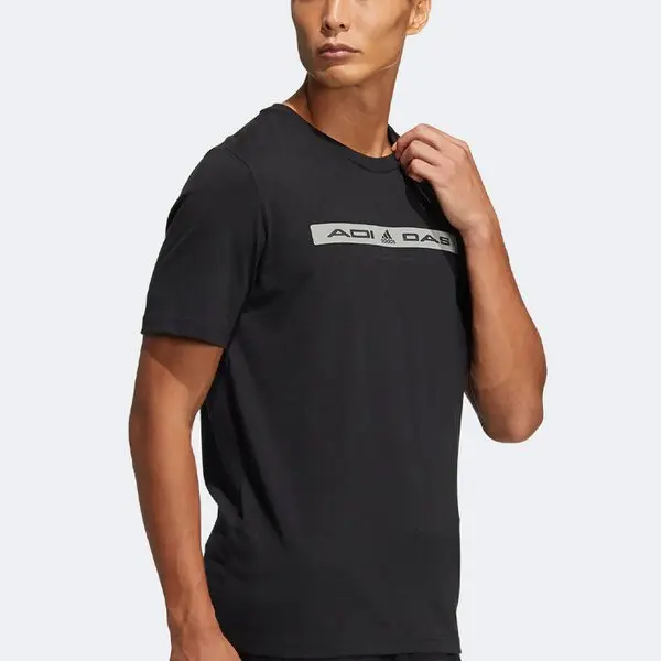 Adidas Alphabet Pattern Printing Round Neck Short Sleeve Black