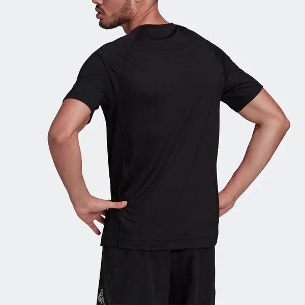 Adidas Solid Color Round Neck Pullover Sports Short Sleeve Black T-shirt